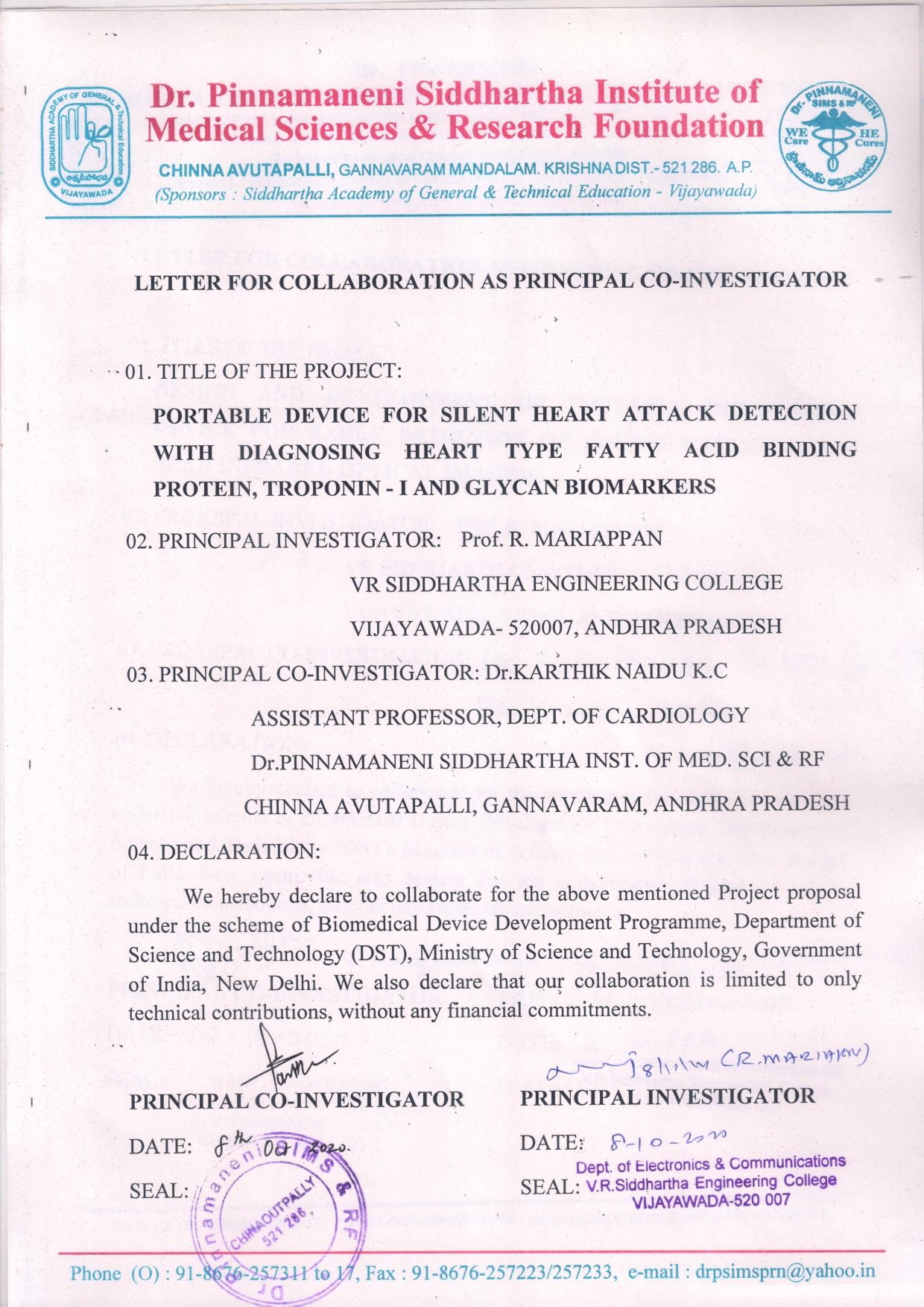 RESEARCH PROJECT PROPOSAL TO THE DEPARTMENT OF SCIENCE & TECHNOLOGY ...