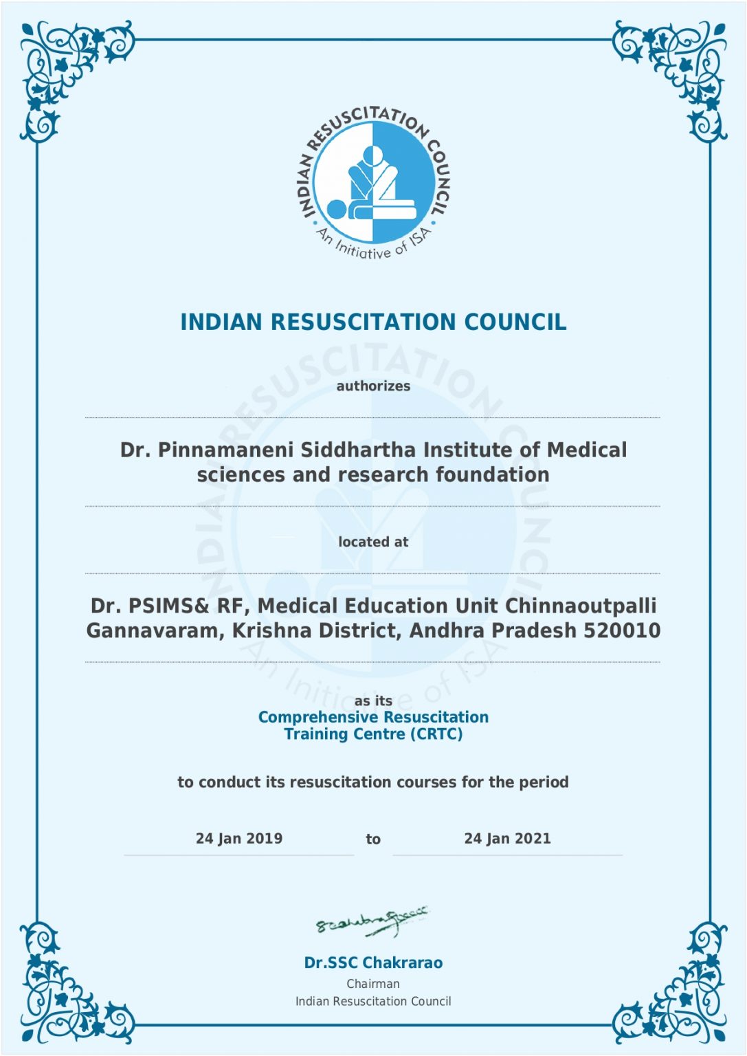 RECOGNITION AS COMPREHENSIVE RESUSCITATION TRAINING CENTRE(CRTC) – Dr ...
